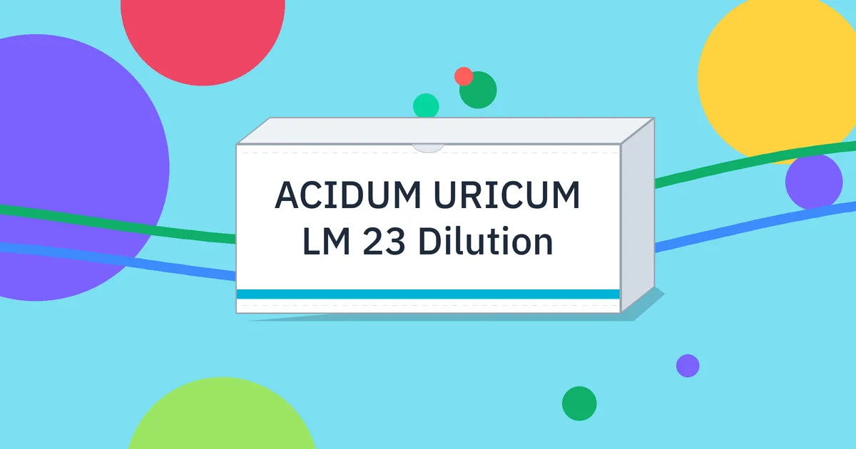 Symbolbild: Packung mit der Aufschrift ACIDUM URICUM LM 23 Dilution (PZN 13288936) – Verfügbarkeit und Bezug in Apotheken in Frankfurt am Main