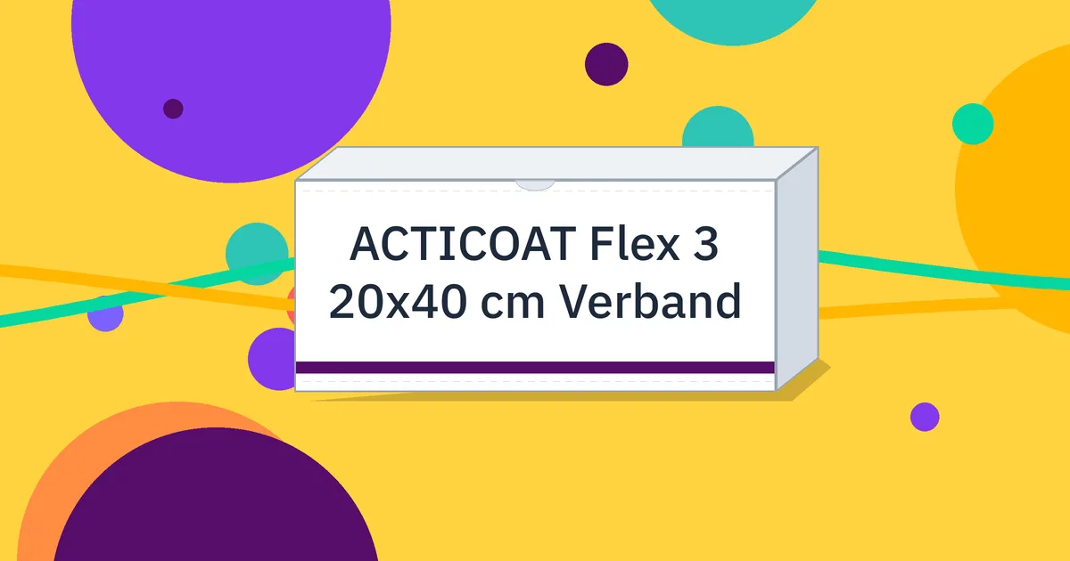 Symbolbild: Packung mit der Aufschrift ACTICOAT Flex 3 20x40 cm Verband (PZN 15384199) – Verfügbarkeit und Bezug in Apotheken in Frankfurt am Main