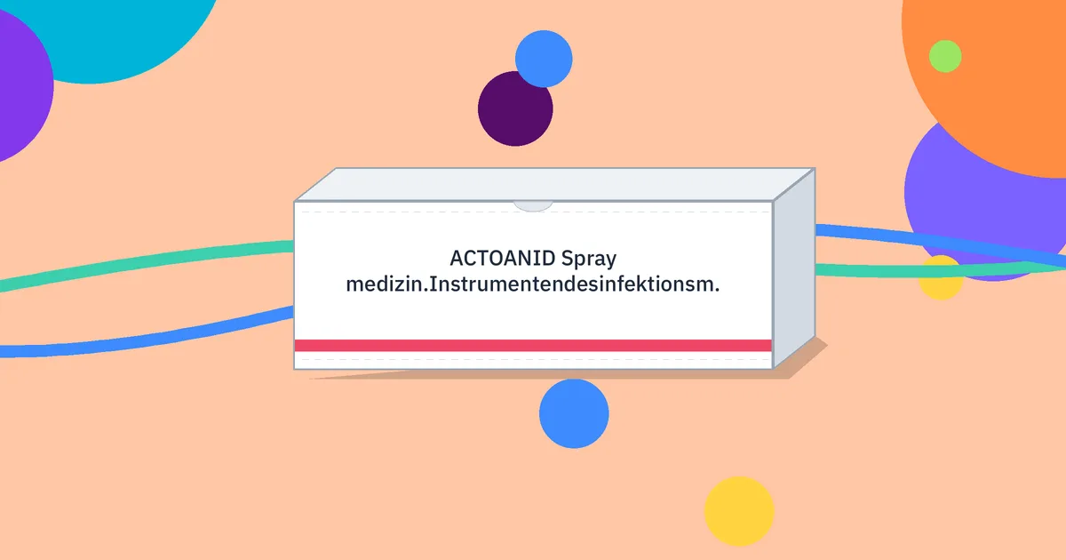 Symbolbild: Packung mit der Aufschrift ACTOANID Spray medizin.Instrumentendesinfektionsm. (PZN 09532201) – Verfügbarkeit und Bezug in Apotheken in Frankfurt am Main