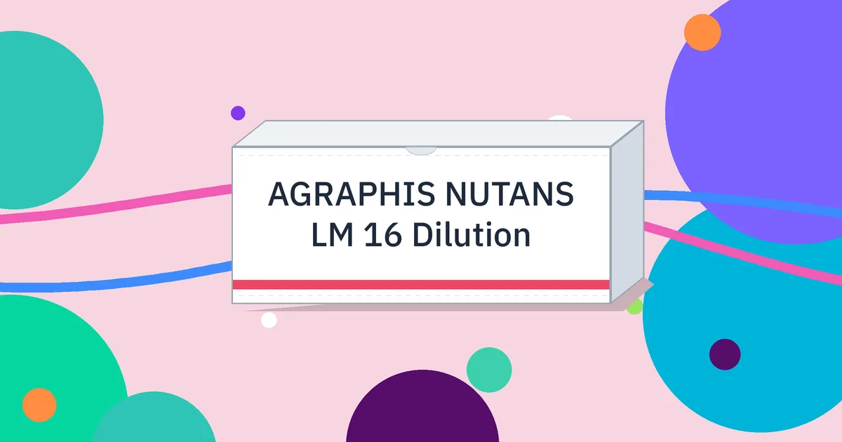 Symbolbild: Packung mit der Aufschrift AGRAPHIS NUTANS LM 16 Dilution (PZN 13306491) – Verfügbarkeit und Bezug in Apotheken in Frankfurt am Main