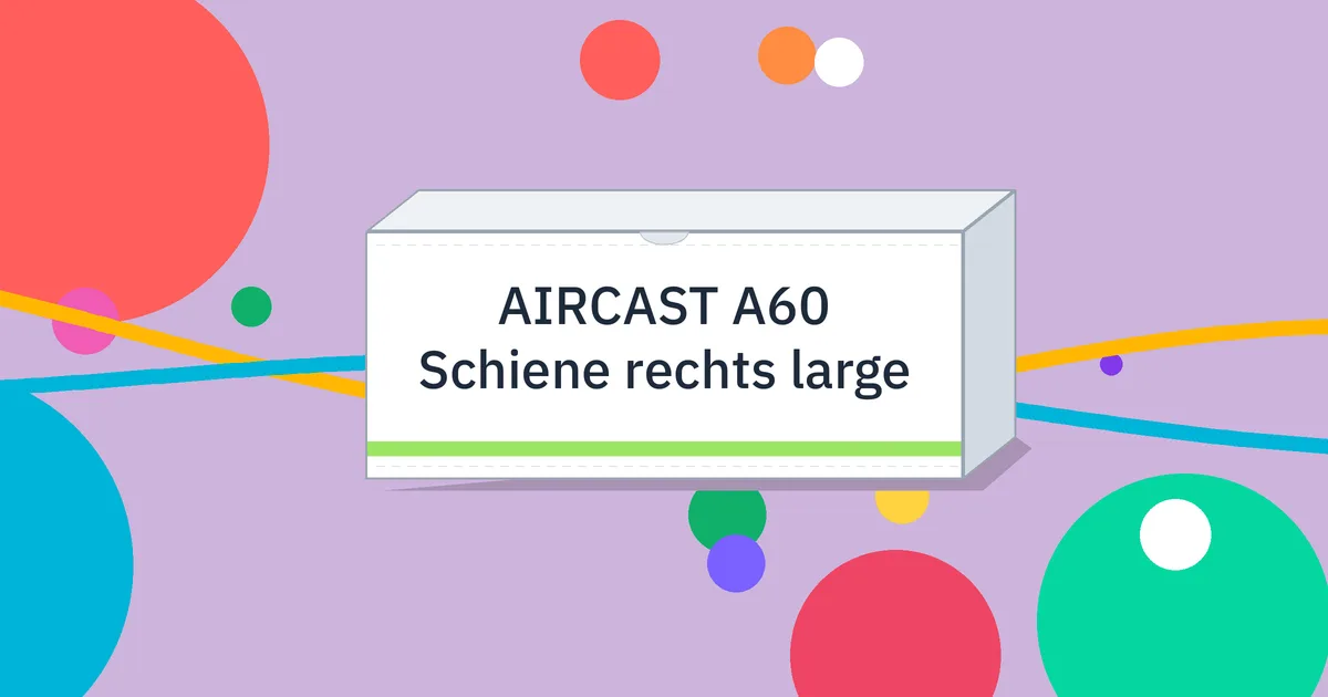 Symbolbild: Packung mit der Aufschrift AIRCAST A60 Schiene rechts large (PZN 14199838) – Verfügbarkeit und Bezug in Apotheken in Frankfurt am Main