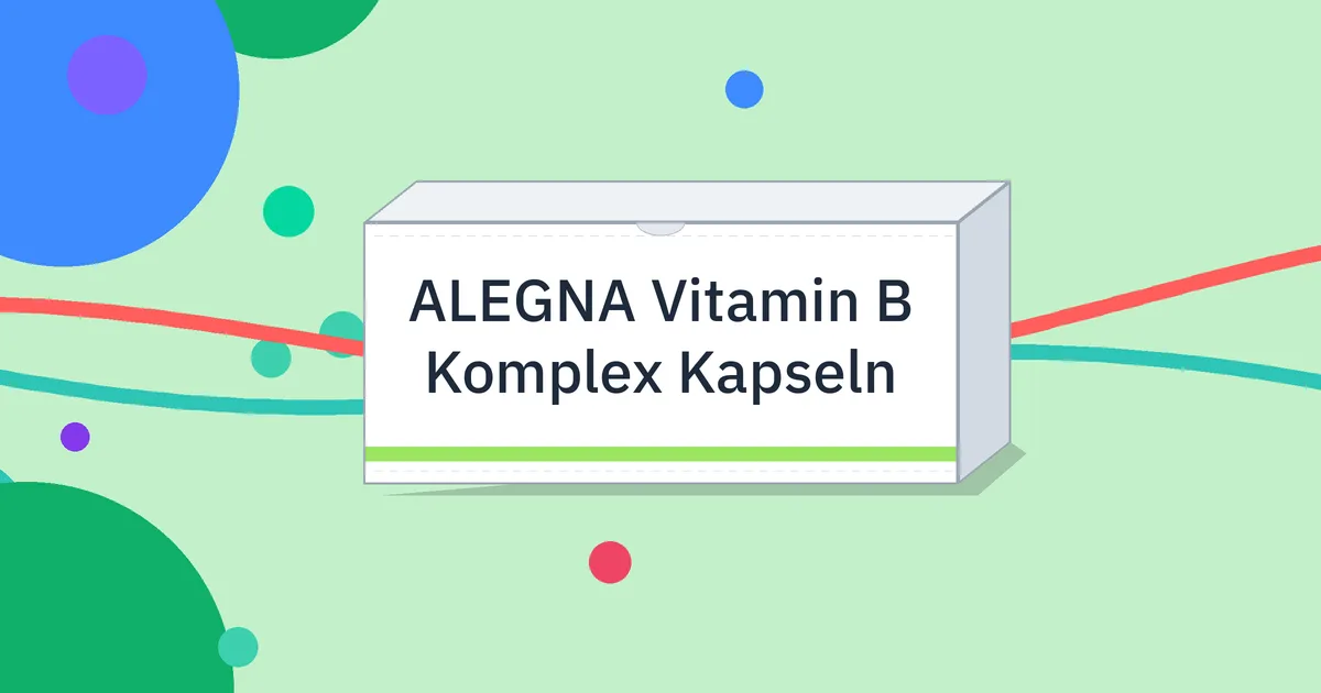 Symbolbild: Packung mit der Aufschrift ALEGNA Vitamin B Komplex Kapseln (PZN 16242716) – Verfügbarkeit und Bezug in Apotheken in Frankfurt am Main