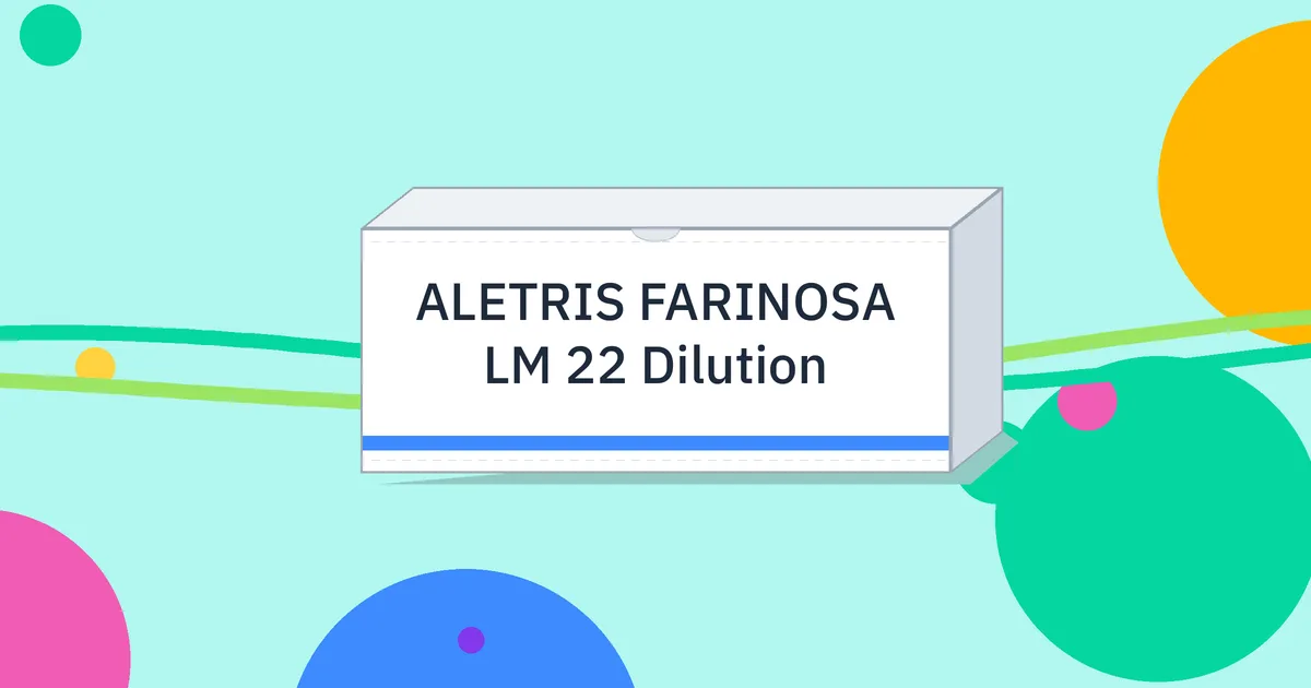 Symbolbild: Packung mit der Aufschrift ALETRIS FARINOSA LM 22 Dilution (PZN 13309816) – Verfügbarkeit und Bezug in Apotheken in Frankfurt am Main