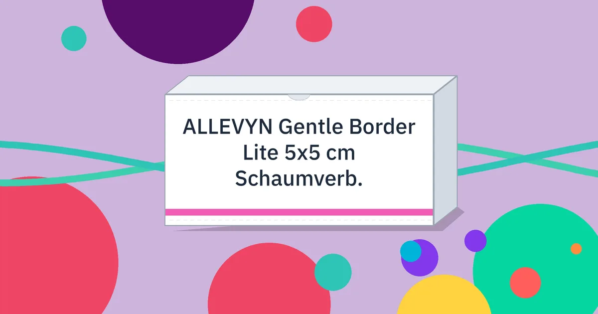 Symbolbild: Packung mit der Aufschrift ALLEVYN Gentle Border Lite 5x5 cm Schaumverb. (PZN 11319199) – Verfügbarkeit und Bezug in Apotheken in Frankfurt am Main