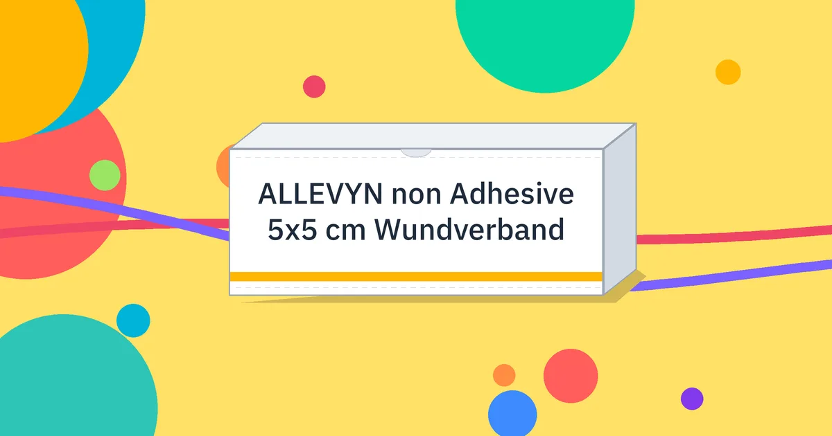 Symbolbild: Packung mit der Aufschrift ALLEVYN non Adhesive 5x5 cm Wundverband (PZN 16222300) – Verfügbarkeit und Bezug in Apotheken in Frankfurt am Main