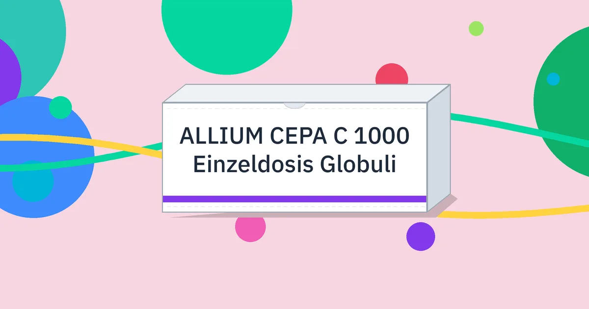 Symbolbild: Packung mit der Aufschrift ALLIUM CEPA C 1000 Einzeldosis Globuli (PZN 01920406) – Verfügbarkeit und Bezug in Apotheken in Frankfurt am Main