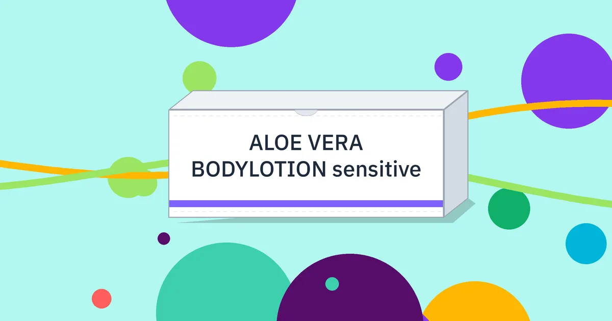 Symbolbild: Packung mit der Aufschrift ALOE VERA BODYLOTION sensitive (PZN 09234018) – Verfügbarkeit und Bezug in Apotheken in Frankfurt am Main