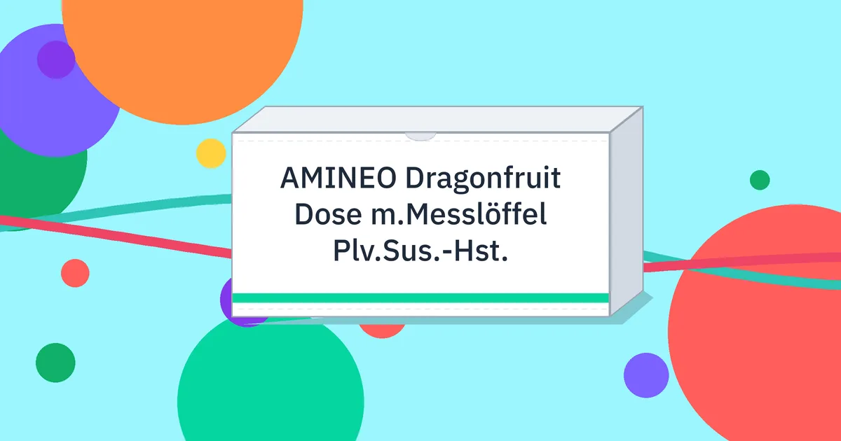 Symbolbild: Packung mit der Aufschrift AMINEO Dragonfruit Dose m.Messlöffel Plv.Sus.-Hst. (PZN 11559213) – Verfügbarkeit und Bezug in Apotheken in Frankfurt am Main