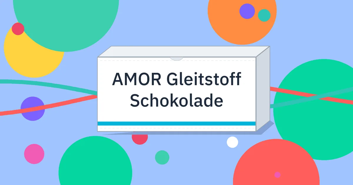 Symbolbild: Packung mit der Aufschrift AMOR Gleitstoff Schokolade (PZN 09753592) – Verfügbarkeit und Bezug in Apotheken in Frankfurt am Main