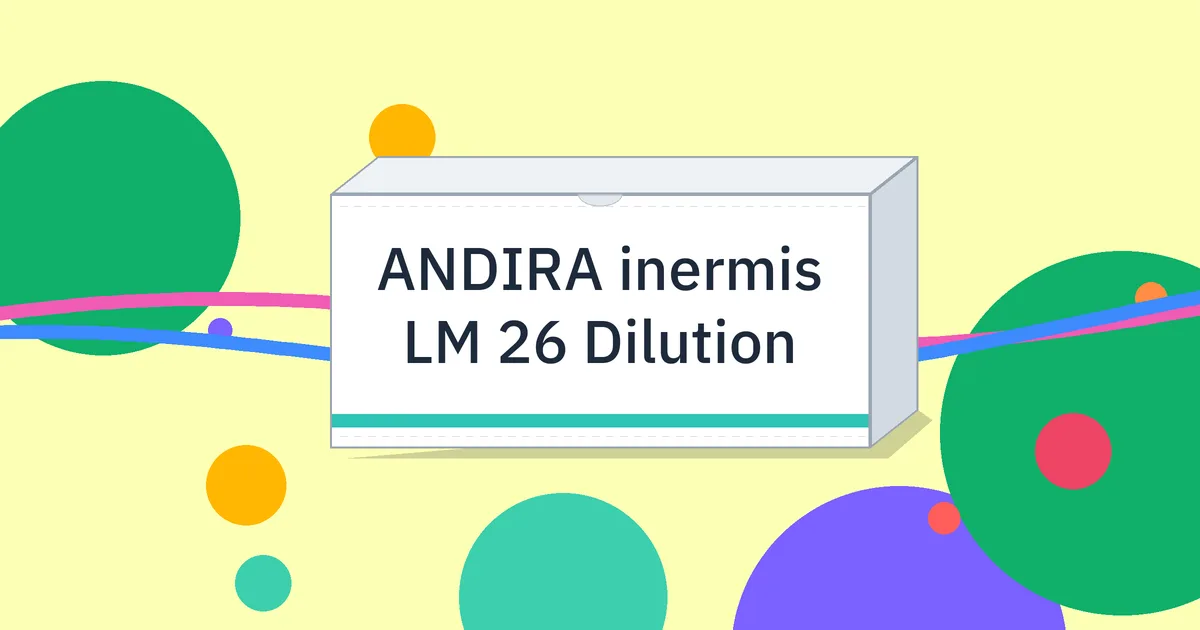 Symbolbild: Packung mit der Aufschrift ANDIRA inermis LM 26 Dilution (PZN 13329428) – Verfügbarkeit und Bezug in Apotheken in Frankfurt am Main