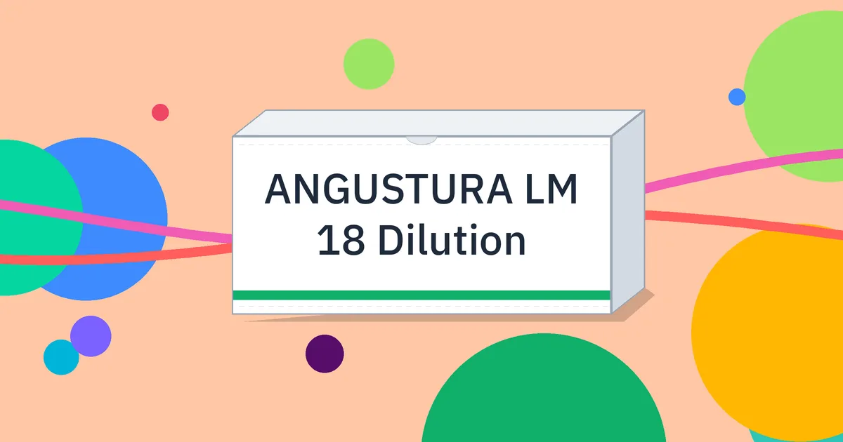 Symbolbild: Packung mit der Aufschrift ANGUSTURA LM 18 Dilution (PZN 13368546) – Verfügbarkeit und Bezug in Apotheken in Frankfurt am Main