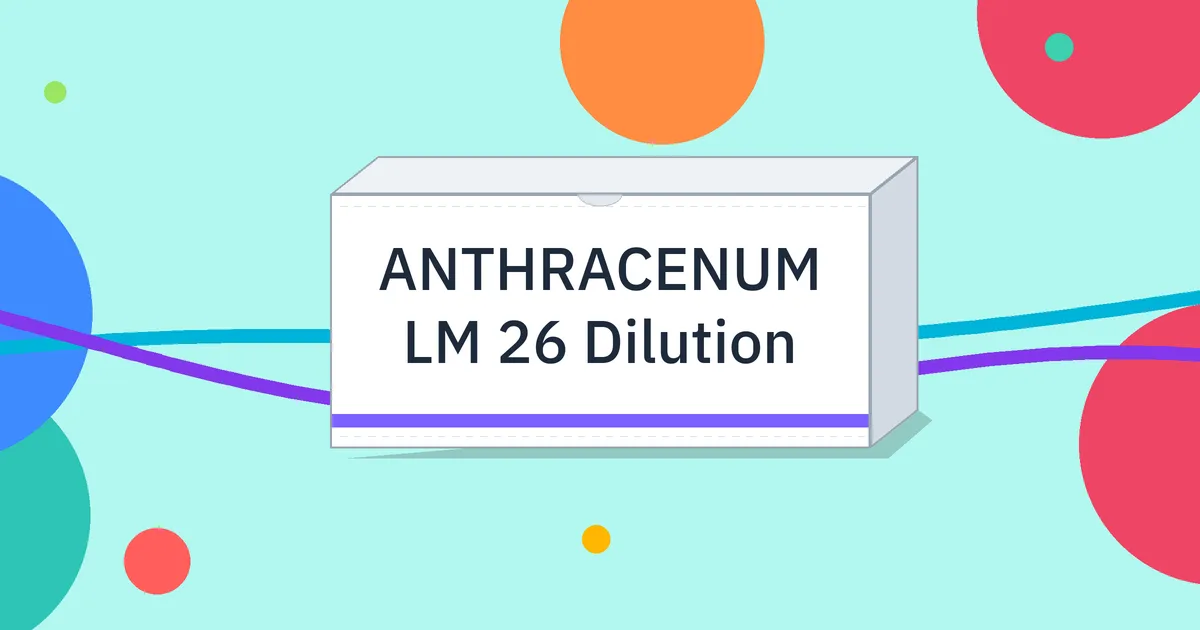 Symbolbild: Packung mit der Aufschrift ANTHRACENUM LM 26 Dilution (PZN 13370454) – Verfügbarkeit und Bezug in Apotheken in Frankfurt am Main