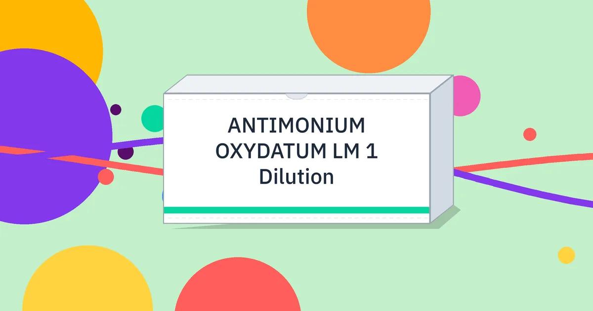 Symbolbild: Packung mit der Aufschrift ANTIMONIUM OXYDATUM LM 1 Dilution (PZN 13374067) – Verfügbarkeit und Bezug in Apotheken in Frankfurt am Main