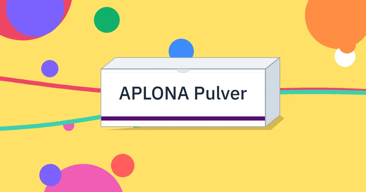 Symbolbild: Packung mit der Aufschrift APLONA Pulver (PZN 04974911) – Verfügbarkeit und Bezug in Apotheken in Frankfurt am Main