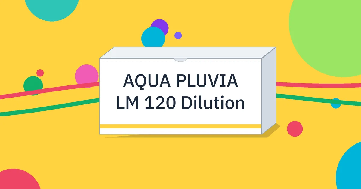 Symbolbild: Packung mit der Aufschrift AQUA PLUVIA LM 120 Dilution (PZN 12766279) – Verfügbarkeit und Bezug in Apotheken in Frankfurt am Main