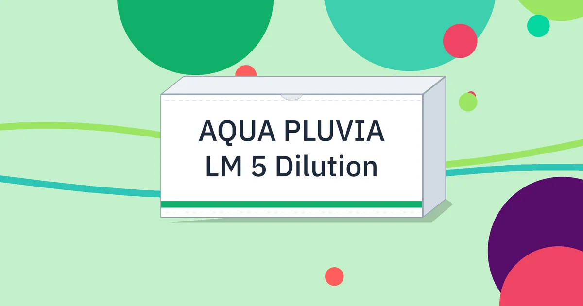 Symbolbild: Packung mit der Aufschrift AQUA PLUVIA LM 5 Dilution (PZN 12765860) – Verfügbarkeit und Bezug in Apotheken in Frankfurt am Main