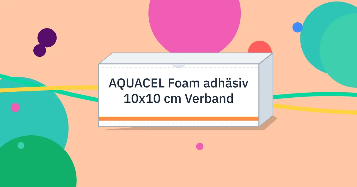 Symbolbild: Packung mit der Aufschrift AQUACEL Foam adhäsiv 10x10 cm Verband (PZN 20629332) – Verfügbarkeit und Bezug in Apotheken in Frankfurt am Main