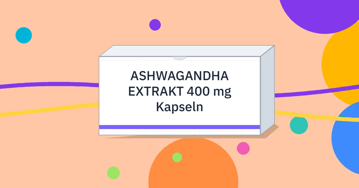 Symbolbild: Packung mit der Aufschrift ASHWAGANDHA EXTRAKT 400 mg Kapseln (PZN 19554971) – Verfügbarkeit und Bezug in Apotheken in Frankfurt am Main