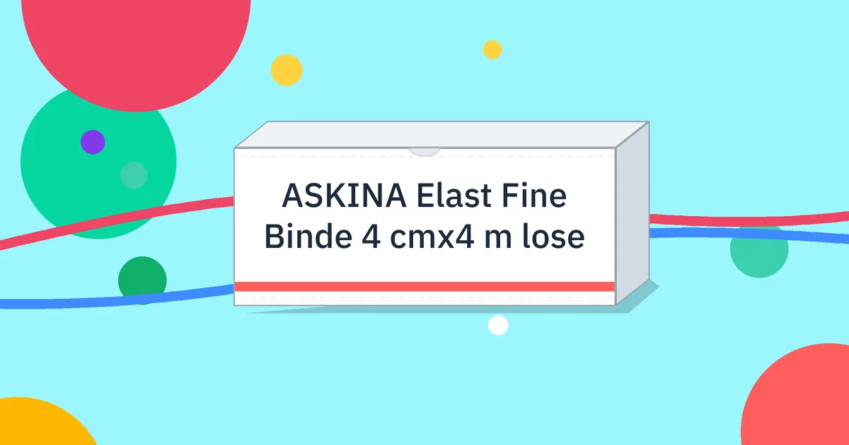 Symbolbild: Packung mit der Aufschrift ASKINA Elast Fine Binde 4 cmx4 m lose (PZN 06338639) – Verfügbarkeit und Bezug in Apotheken in Frankfurt am Main