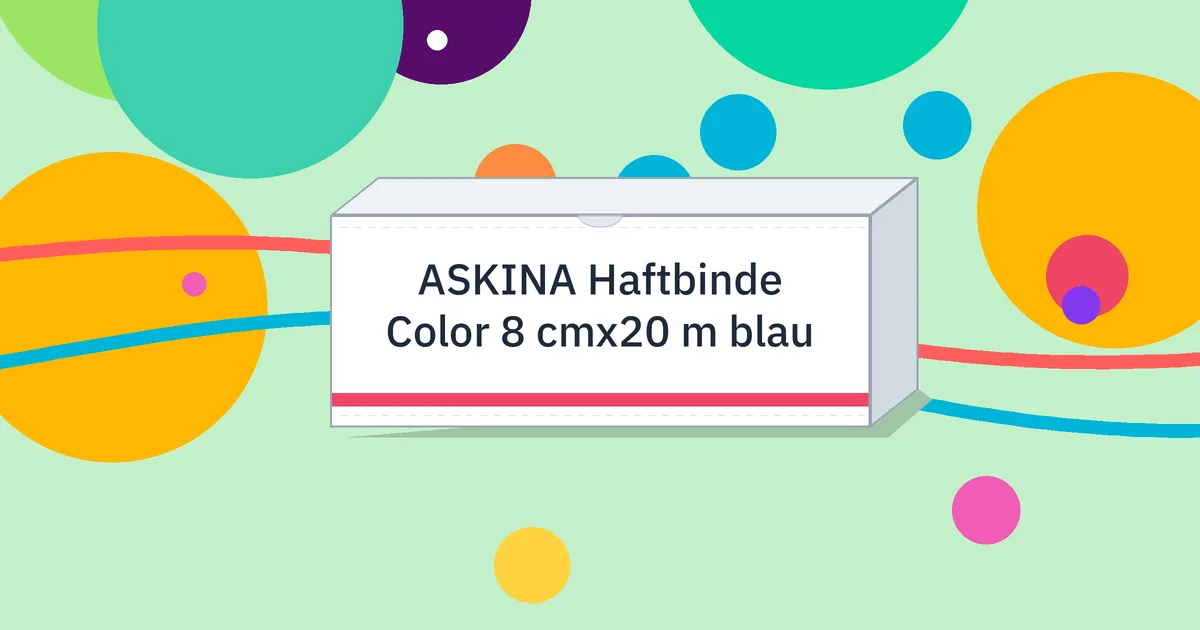 Symbolbild: Packung mit der Aufschrift ASKINA Haftbinde Color 8 cmx20 m blau (PZN 07343476) – Verfügbarkeit und Bezug in Apotheken in Frankfurt am Main