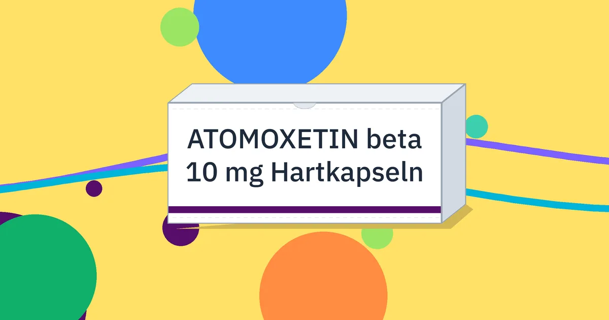 Symbolbild: Packung mit der Aufschrift ATOMOXETIN beta 10 mg Hartkapseln (PZN 14244013) – Verfügbarkeit und Bezug in Apotheken in Frankfurt am Main