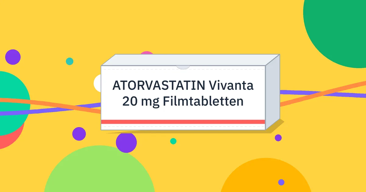 Symbolbild: Packung mit der Aufschrift ATORVASTATIN Vivanta 20 mg Filmtabletten (PZN 16663369) – Verfügbarkeit und Bezug in Apotheken in Frankfurt am Main