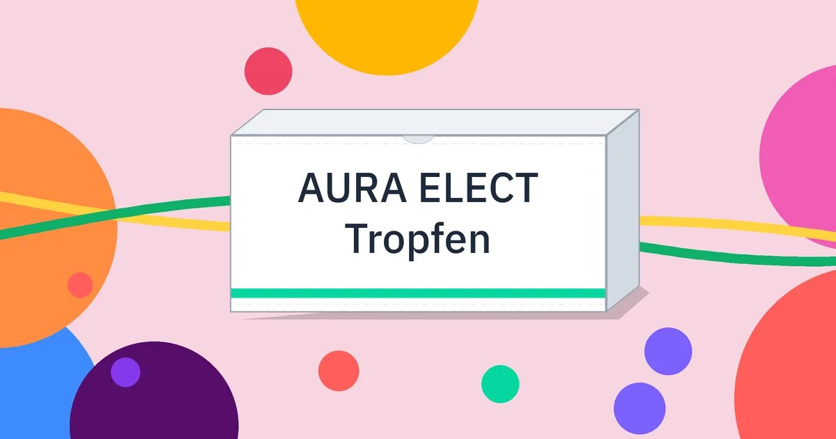 Symbolbild: Packung mit der Aufschrift AURA ELECT Tropfen (PZN 00869577) – Verfügbarkeit und Bezug in Apotheken in Frankfurt am Main