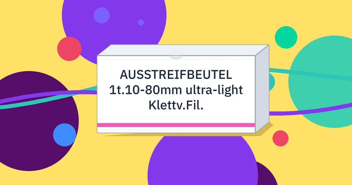 Symbolbild: Packung mit der Aufschrift AUSSTREIFBEUTEL 1t.10-80mm ultra-light Klettv.Fil. (PZN 11714501) – Verfügbarkeit und Bezug in Apotheken in Frankfurt am Main