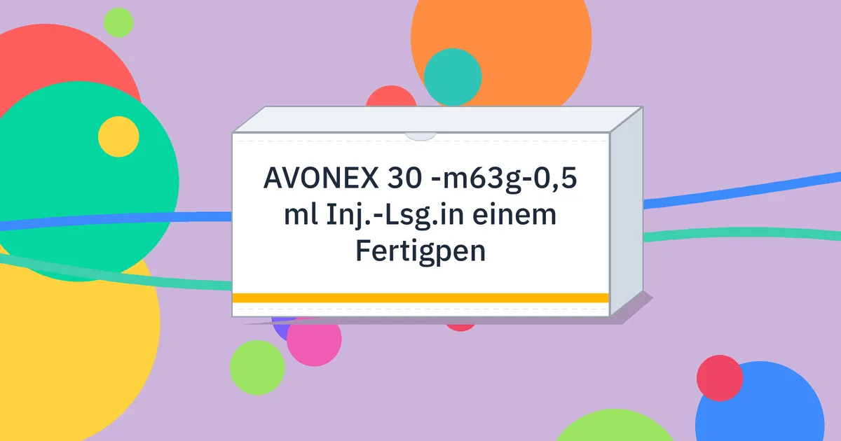 Symbolbild: Packung mit der Aufschrift AVONEX 30 -m63g-0,5 ml Inj.-Lsg.in einem Fertigpen (PZN 15434164) – Verfügbarkeit und Bezug in Apotheken in Frankfurt am Main