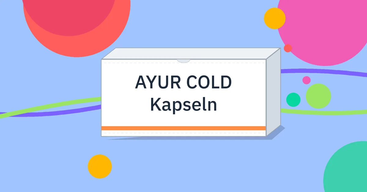 Symbolbild: Packung mit der Aufschrift AYUR COLD Kapseln (PZN 05974988) – Verfügbarkeit und Bezug in Apotheken in Frankfurt am Main