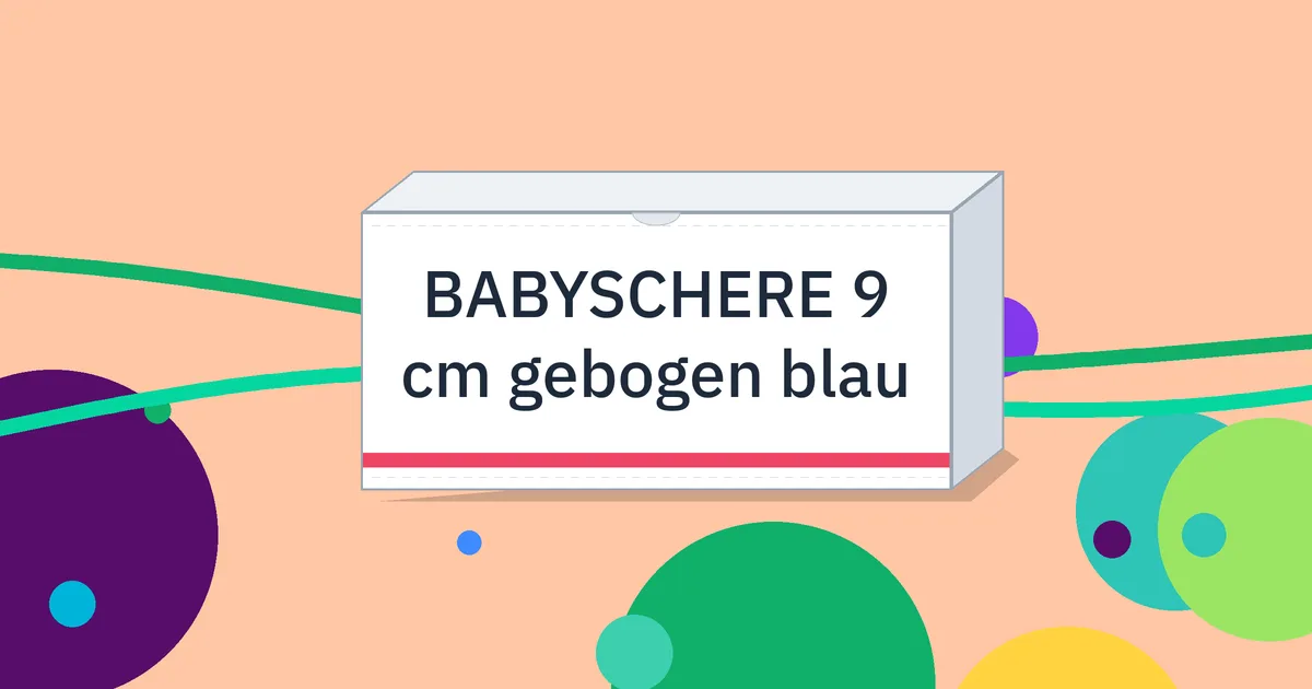 Symbolbild: Packung mit der Aufschrift BABYSCHERE 9 cm gebogen blau (PZN 03871793) – Verfügbarkeit und Bezug in Apotheken in Frankfurt am Main