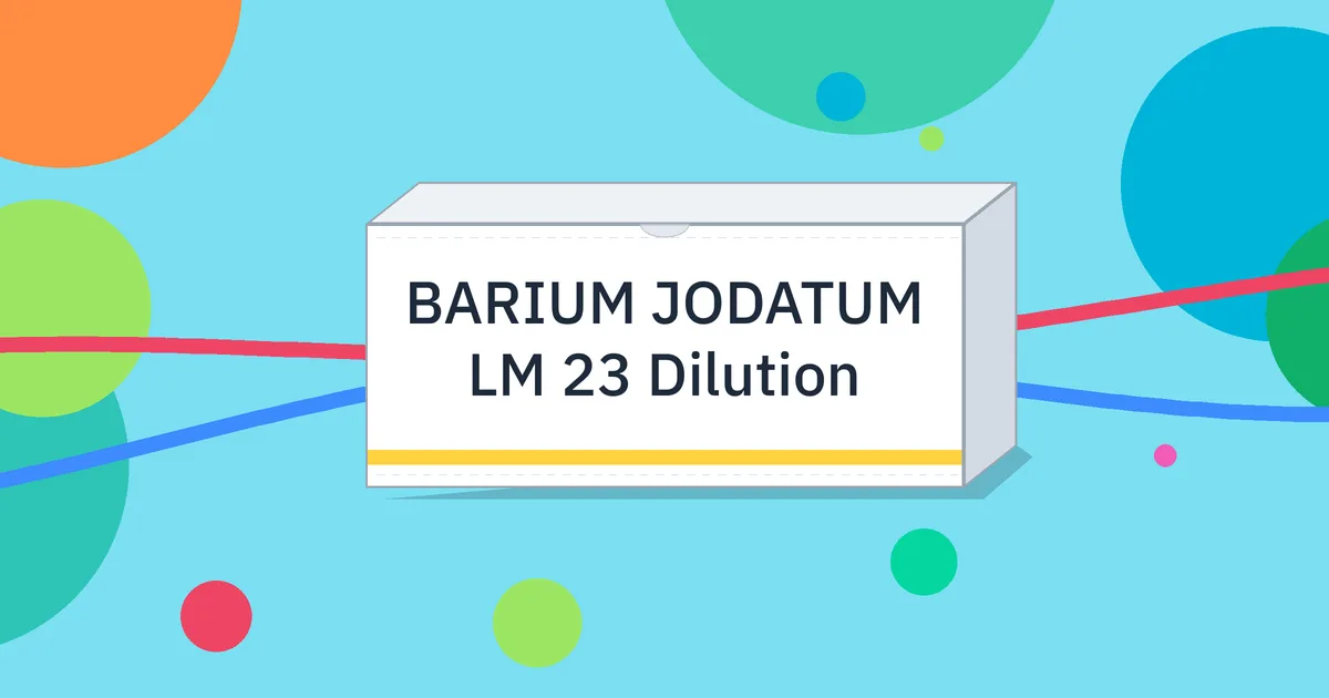 Symbolbild: Packung mit der Aufschrift BARIUM JODATUM LM 23 Dilution (PZN 12789984) – Verfügbarkeit und Bezug in Apotheken in Frankfurt am Main