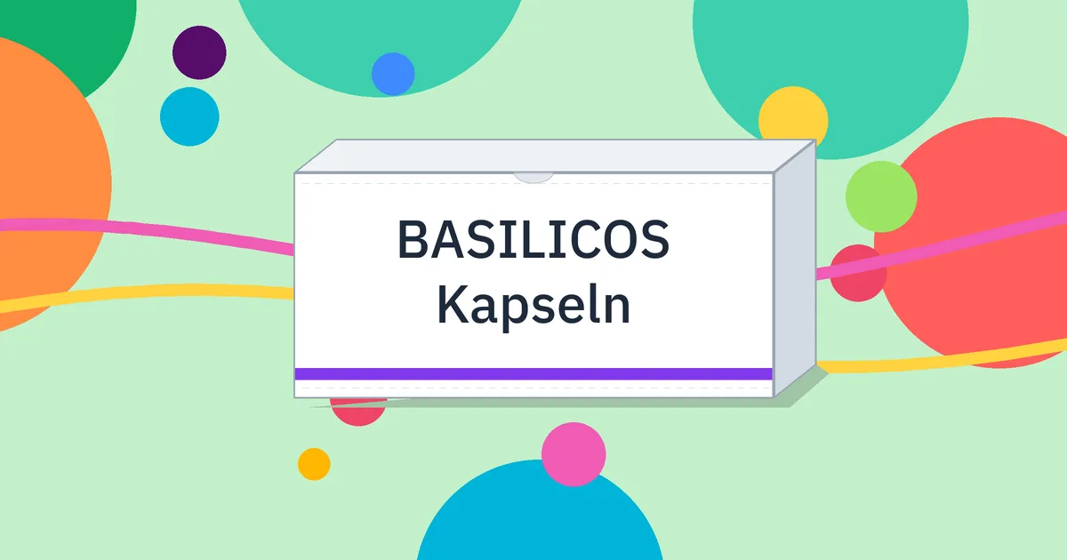 Symbolbild: Packung mit der Aufschrift BASILICOS Kapseln (PZN 06156915) – Verfügbarkeit und Bezug in Apotheken in Frankfurt am Main