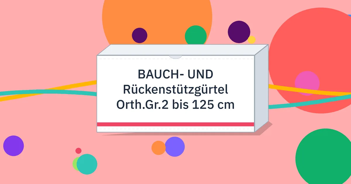 Symbolbild: Packung mit der Aufschrift BAUCH- UND Rückenstützgürtel Orth.Gr.2 bis 125 cm (PZN 01174311) – Verfügbarkeit und Bezug in Apotheken in Frankfurt am Main