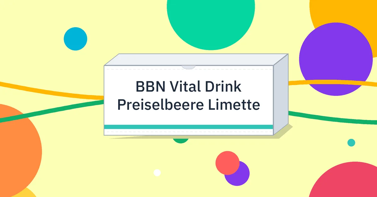 Symbolbild: Packung mit der Aufschrift BBN Vital Drink Preiselbeere Limette (PZN 16761089) – Verfügbarkeit und Bezug in Apotheken in Frankfurt am Main