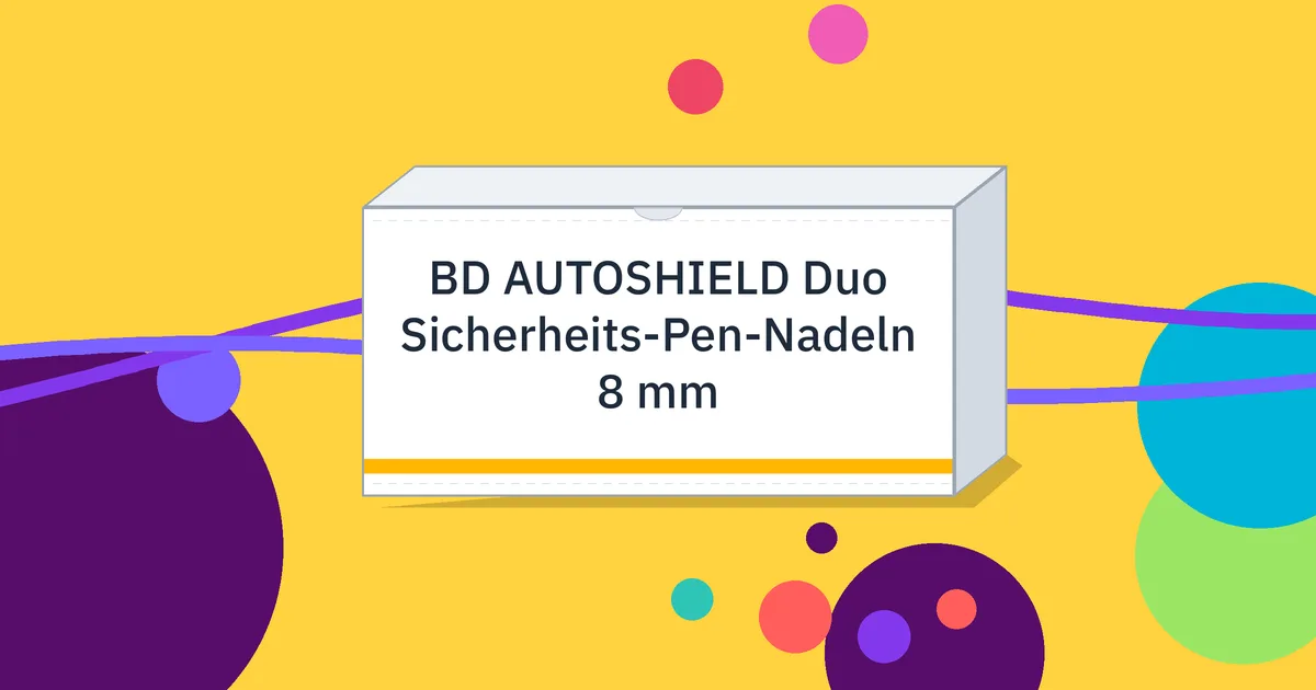 Symbolbild: Packung mit der Aufschrift BD AUTOSHIELD Duo Sicherheits-Pen-Nadeln 8 mm (PZN 15253913) – Verfügbarkeit und Bezug in Apotheken in Frankfurt am Main