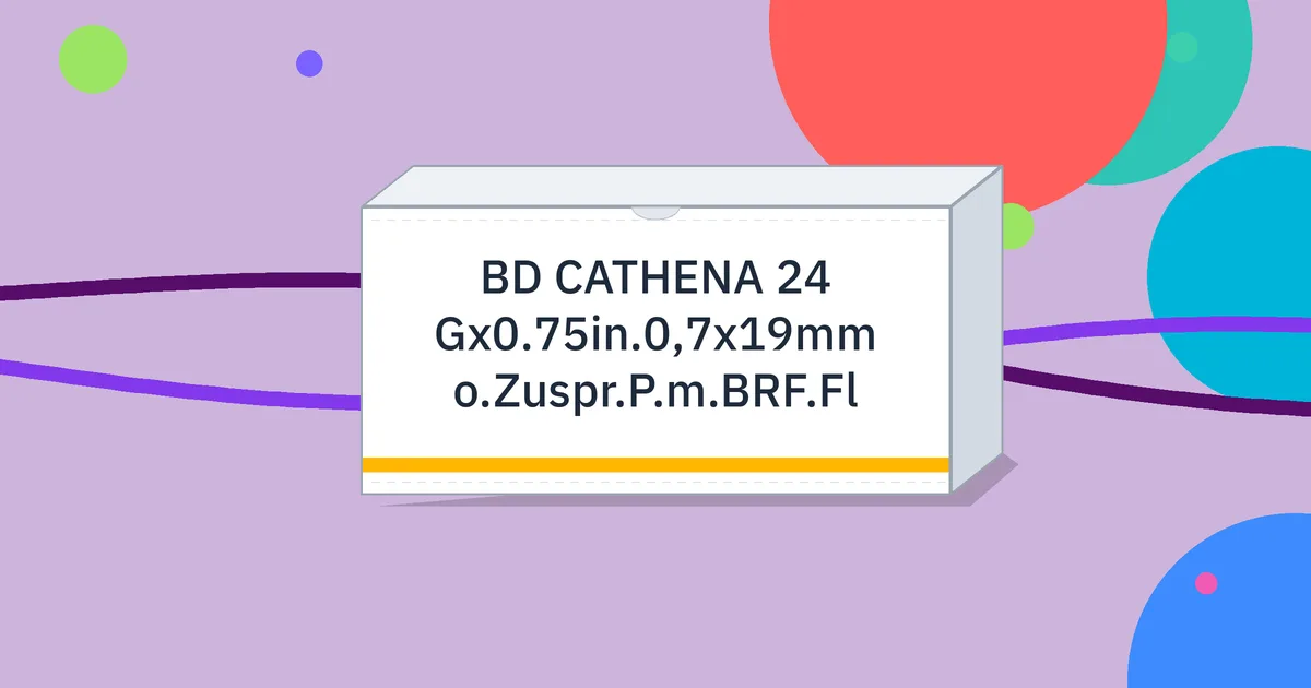 Symbolbild: Packung mit der Aufschrift BD CATHENA 24 Gx0.75in.0,7x19mm o.Zuspr.P.m.BRF.Fl (PZN 16910678) – Verfügbarkeit und Bezug in Apotheken in Frankfurt am Main