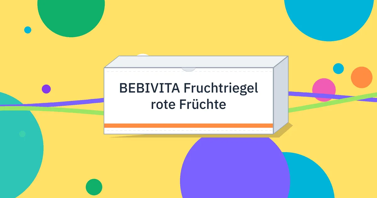 Symbolbild: Packung mit der Aufschrift BEBIVITA Fruchtriegel rote Früchte (PZN 19824100) – Verfügbarkeit und Bezug in Apotheken in Frankfurt am Main