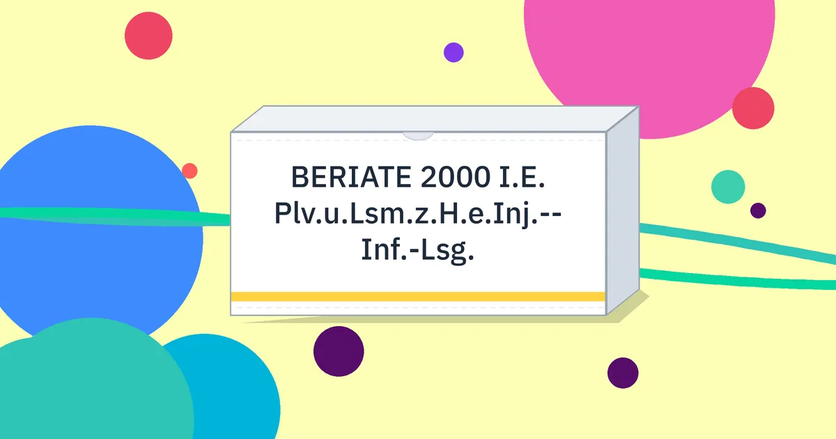 Symbolbild: Packung mit der Aufschrift BERIATE 2000 I.E. Plv.u.Lsm.z.H.e.Inj.--Inf.-Lsg. (PZN 02876819) – Verfügbarkeit und Bezug in Apotheken in Frankfurt am Main