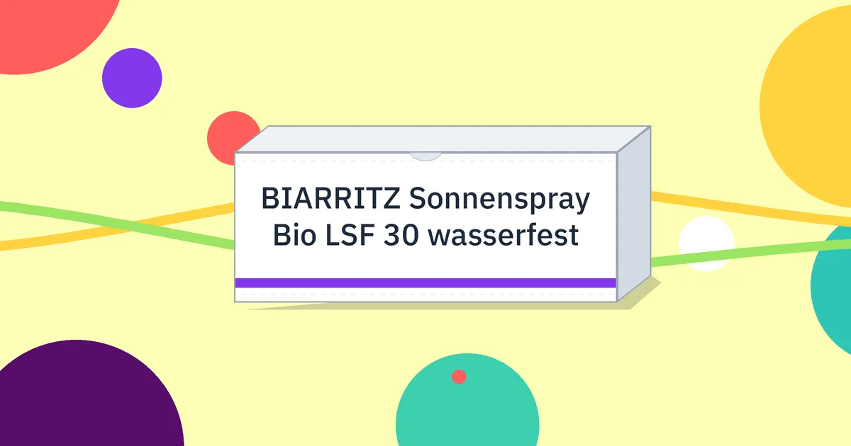 Symbolbild: Packung mit der Aufschrift BIARRITZ Sonnenspray Bio LSF 30 wasserfest (PZN 20898463) – Verfügbarkeit und Bezug in Apotheken in Frankfurt am Main