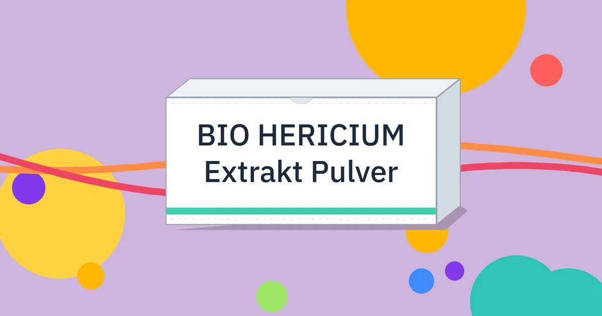 Symbolbild: Packung mit der Aufschrift BIO HERICIUM Extrakt Pulver (PZN 18813904) – Verfügbarkeit und Bezug in Apotheken in Frankfurt am Main