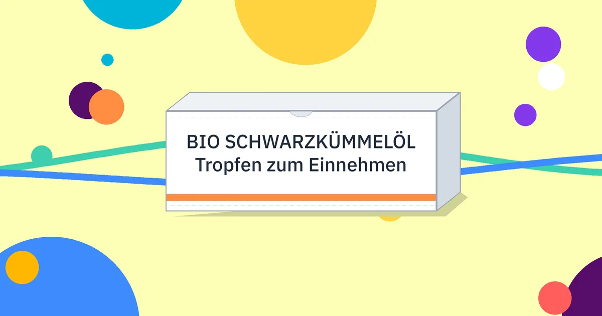 Symbolbild: Packung mit der Aufschrift BIO SCHWARZKÜMMELÖL Tropfen zum Einnehmen (PZN 11305754) – Verfügbarkeit und Bezug in Apotheken in Frankfurt am Main