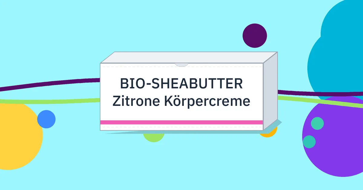 Symbolbild: Packung mit der Aufschrift BIO-SHEABUTTER Zitrone Körpercreme (PZN 17415610) – Verfügbarkeit und Bezug in Apotheken in Frankfurt am Main