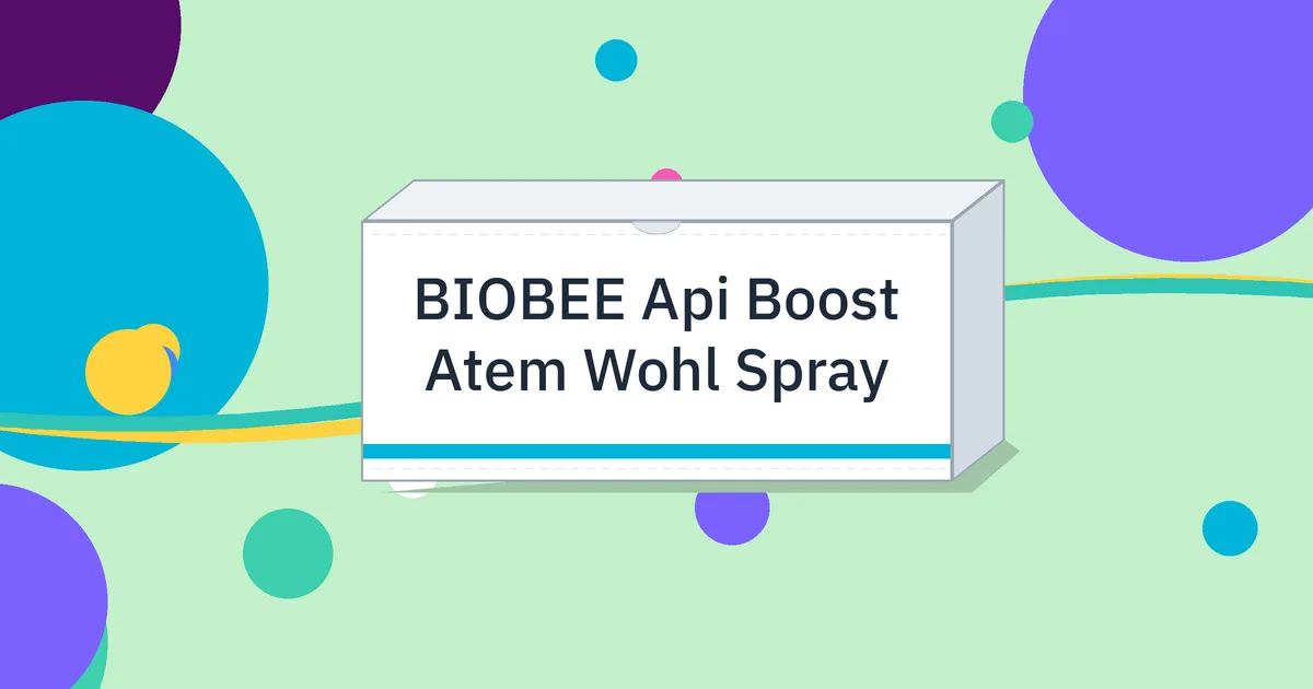 Symbolbild: Packung mit der Aufschrift BIOBEE Api Boost Atem Wohl Spray (PZN 20598689) – Verfügbarkeit und Bezug in Apotheken in Frankfurt am Main