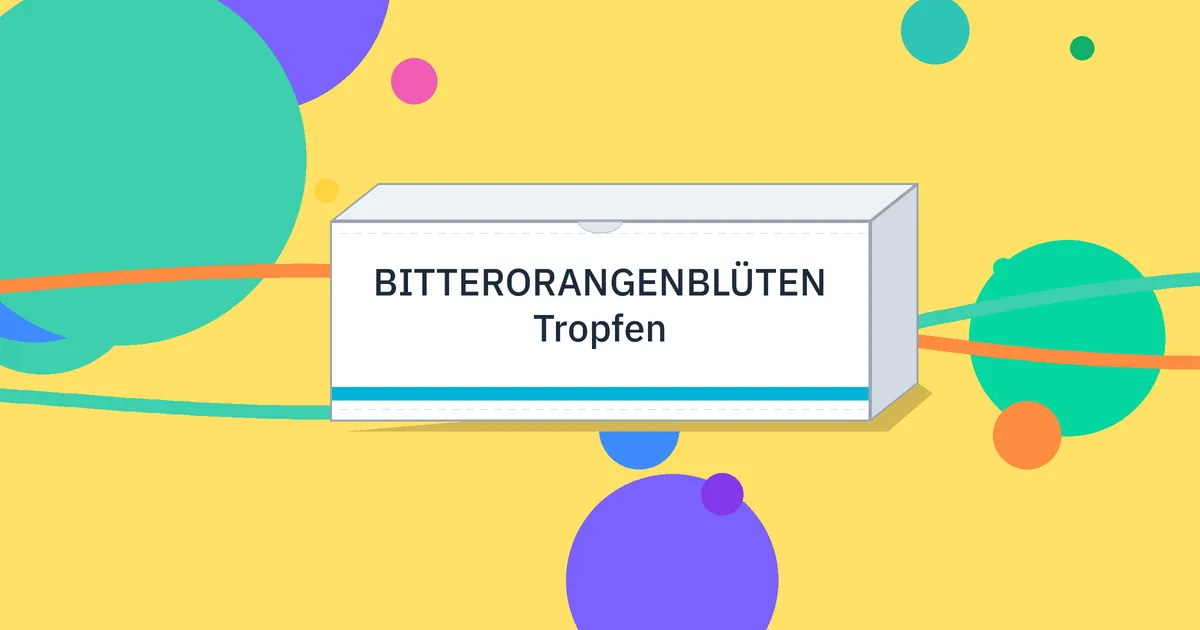 Symbolbild: Packung mit der Aufschrift BITTERORANGENBLÜTEN Tropfen (PZN 11052477) – Verfügbarkeit und Bezug in Apotheken in Frankfurt am Main