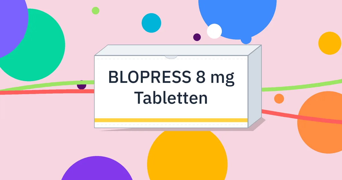 Symbolbild: Packung mit der Aufschrift BLOPRESS 8 mg Tabletten (PZN 01618067) – Verfügbarkeit und Bezug in Apotheken in Frankfurt am Main