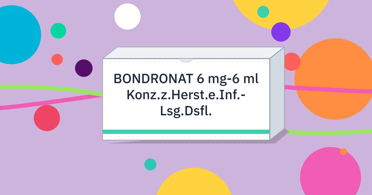 Symbolbild: Packung mit der Aufschrift BONDRONAT 6 mg-6 ml Konz.z.Herst.e.Inf.-Lsg.Dsfl. (PZN 17936852) – Verfügbarkeit und Bezug in Apotheken in Frankfurt am Main