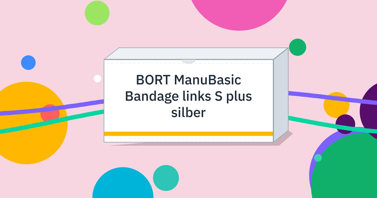 Symbolbild: Packung mit der Aufschrift BORT ManuBasic Bandage links S plus silber (PZN 16317868) – Verfügbarkeit und Bezug in Apotheken in Frankfurt am Main