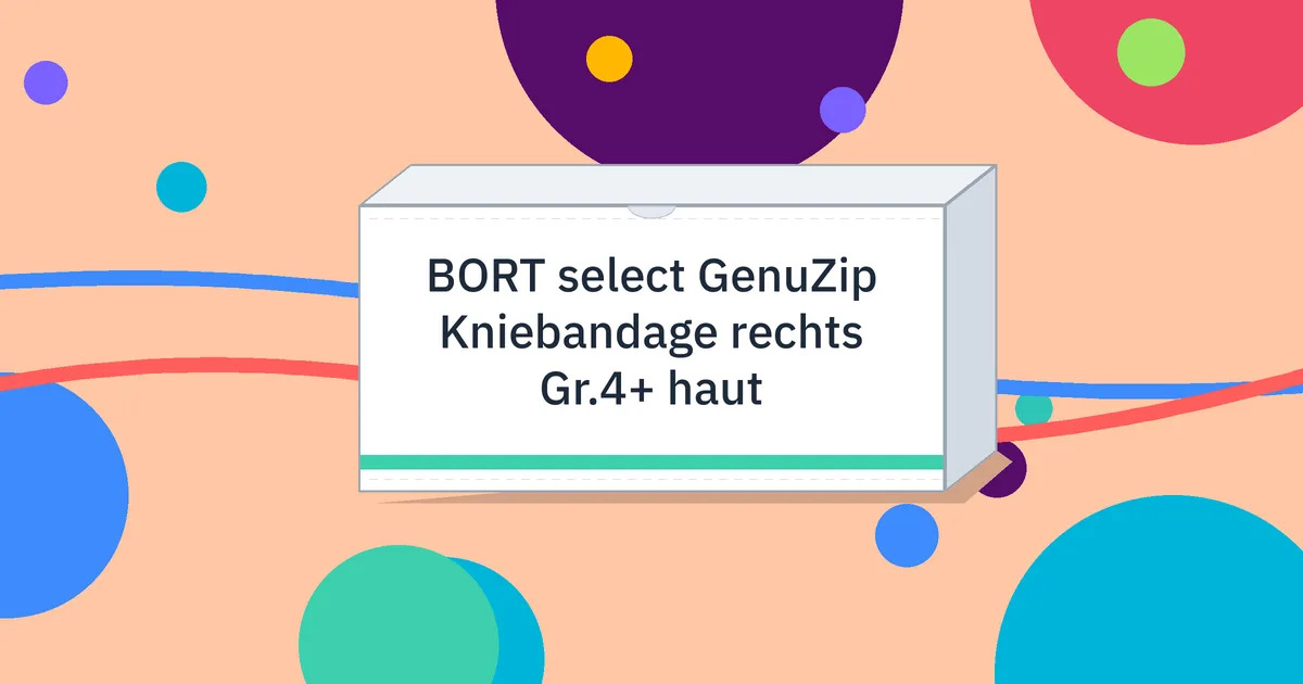 Symbolbild: Packung mit der Aufschrift BORT select GenuZip Kniebandage rechts Gr.4+ haut (PZN 16844295) – Verfügbarkeit und Bezug in Apotheken in Frankfurt am Main