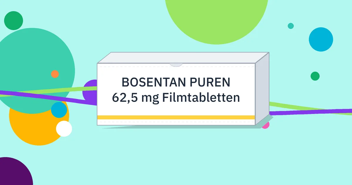 Symbolbild: Packung mit der Aufschrift BOSENTAN PUREN 62,5 mg Filmtabletten (PZN 12501919) – Verfügbarkeit und Bezug in Apotheken in Frankfurt am Main
